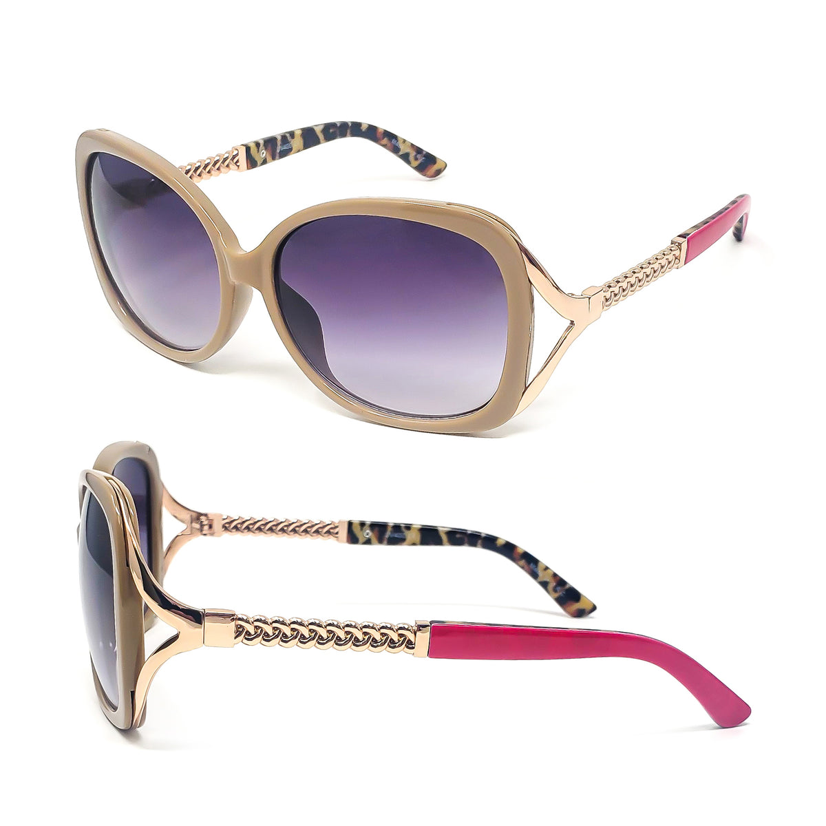 Pack of 12: Ribbon Shape Elegant Sunglasses with Chain Look Arms Whole ...